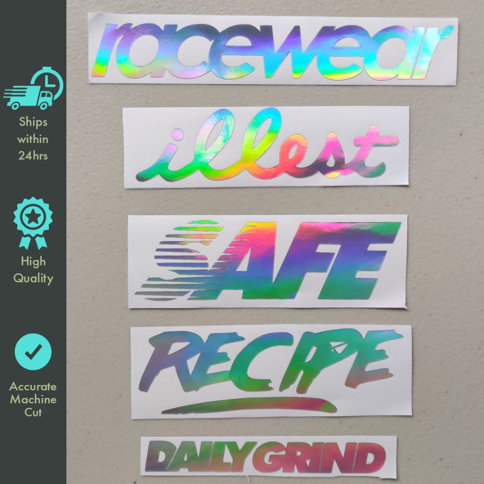 1 Set Motor Visor Stickers (racewear/illest/recipe/DAILYGRIND/SAFE) 5 ...
