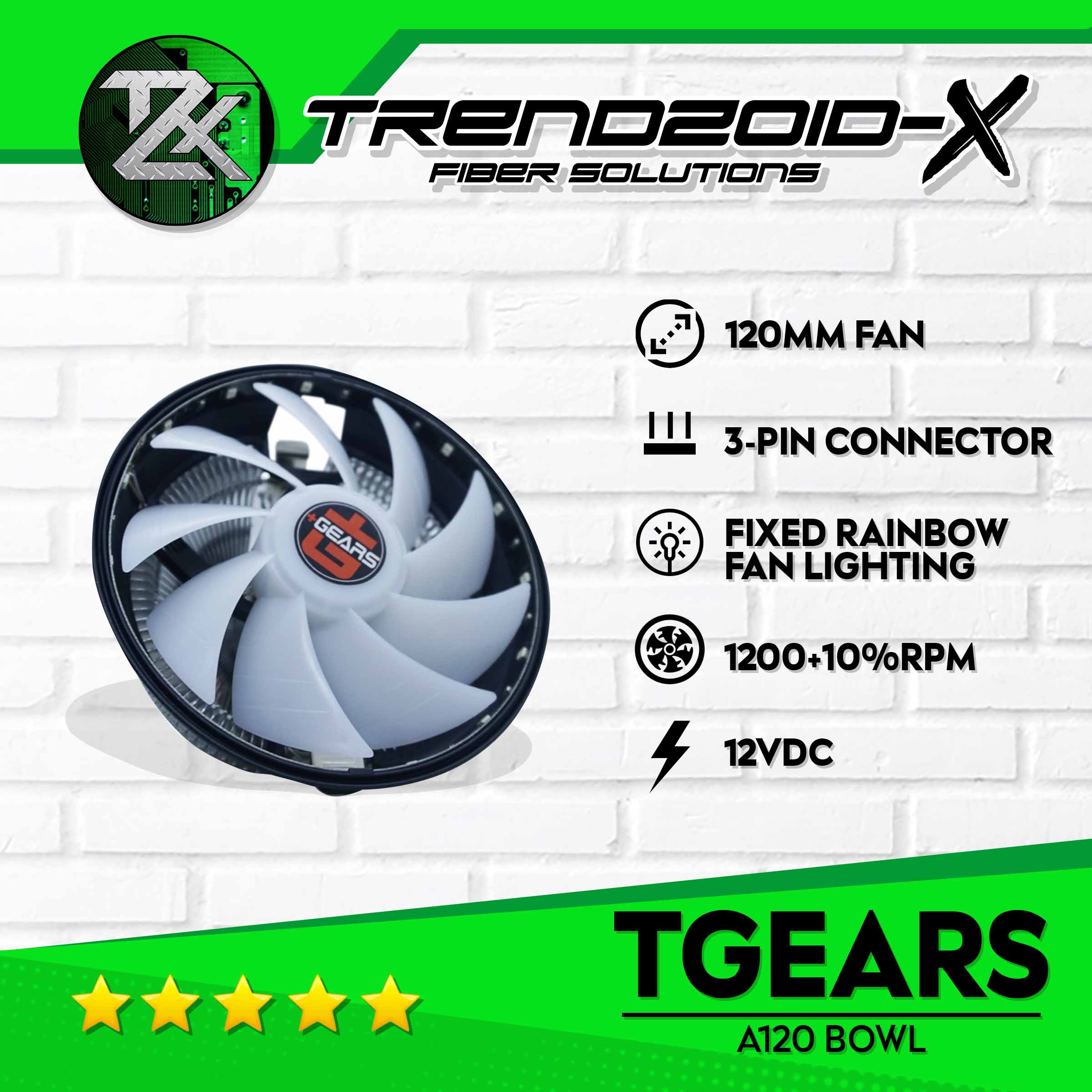 TGEARS A120 Desktop CPU Cooler for Intel AMD AM4 Fixed RGB LED HSF ...