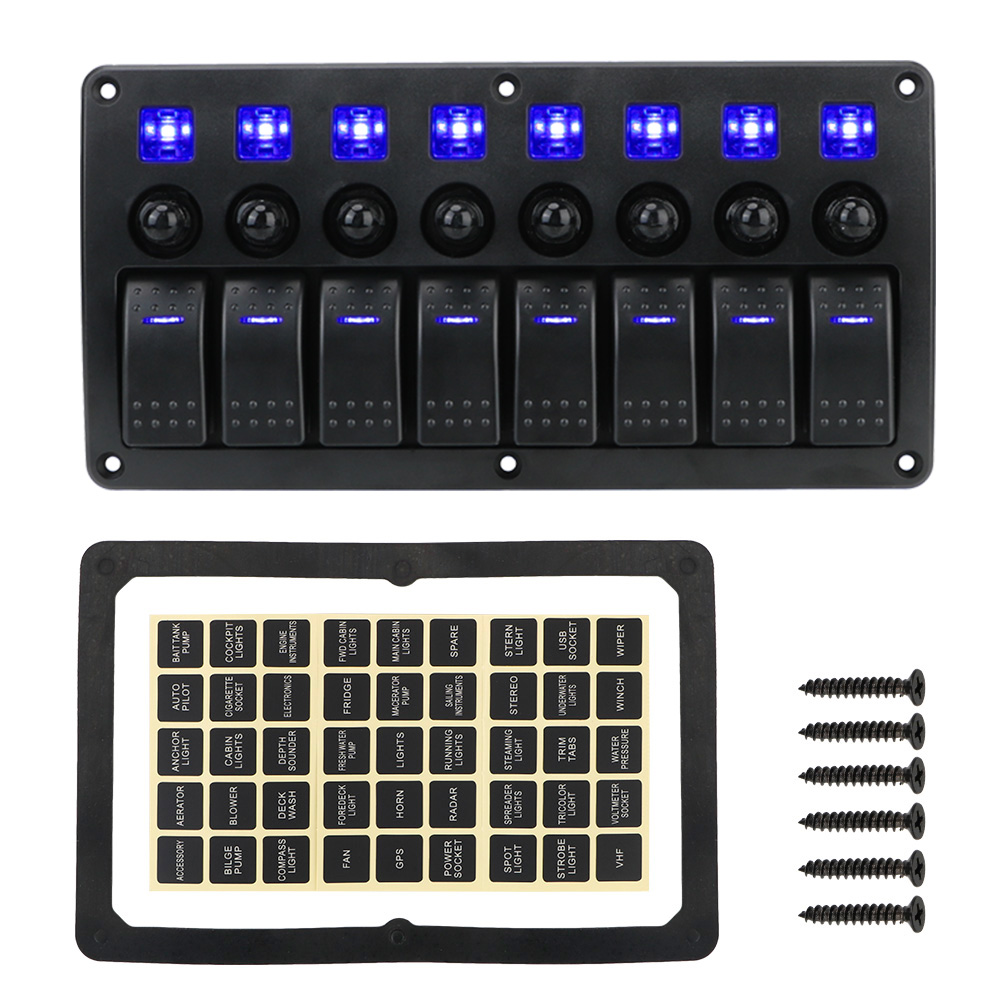 8 Gang LED Switch Panel Waterproof Car Vehicle Truck RV SUVS Marine ...