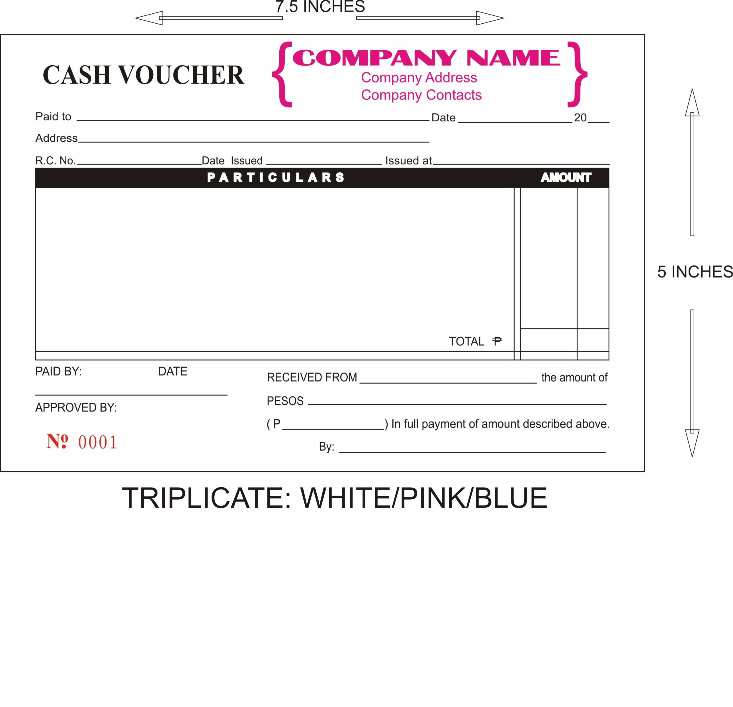 CUSTOMIZED CASH VOUCHER RECEIPT CARBONIZED DUPLICATE, TRIPLICATE ...