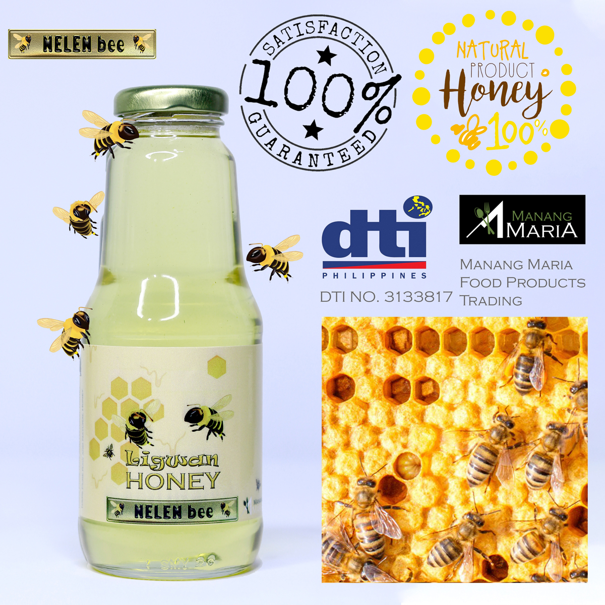 NELEN Bee LIGWAN Honey 375ML - 100% Pure and Organic - by Manang Maria ...