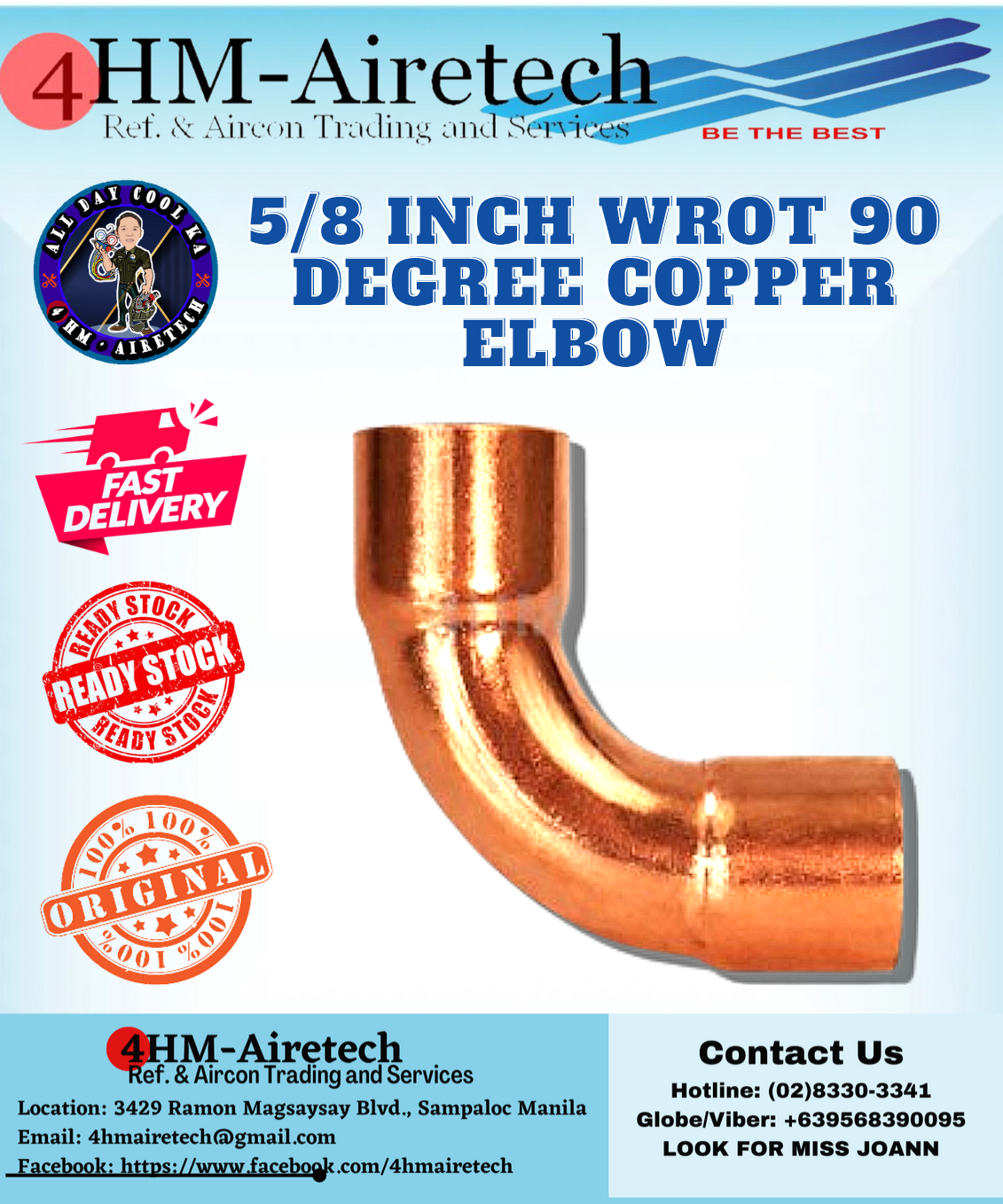 FOURHM 2PCS 5/8" Copper Long Radius Elbow | Lazada PH