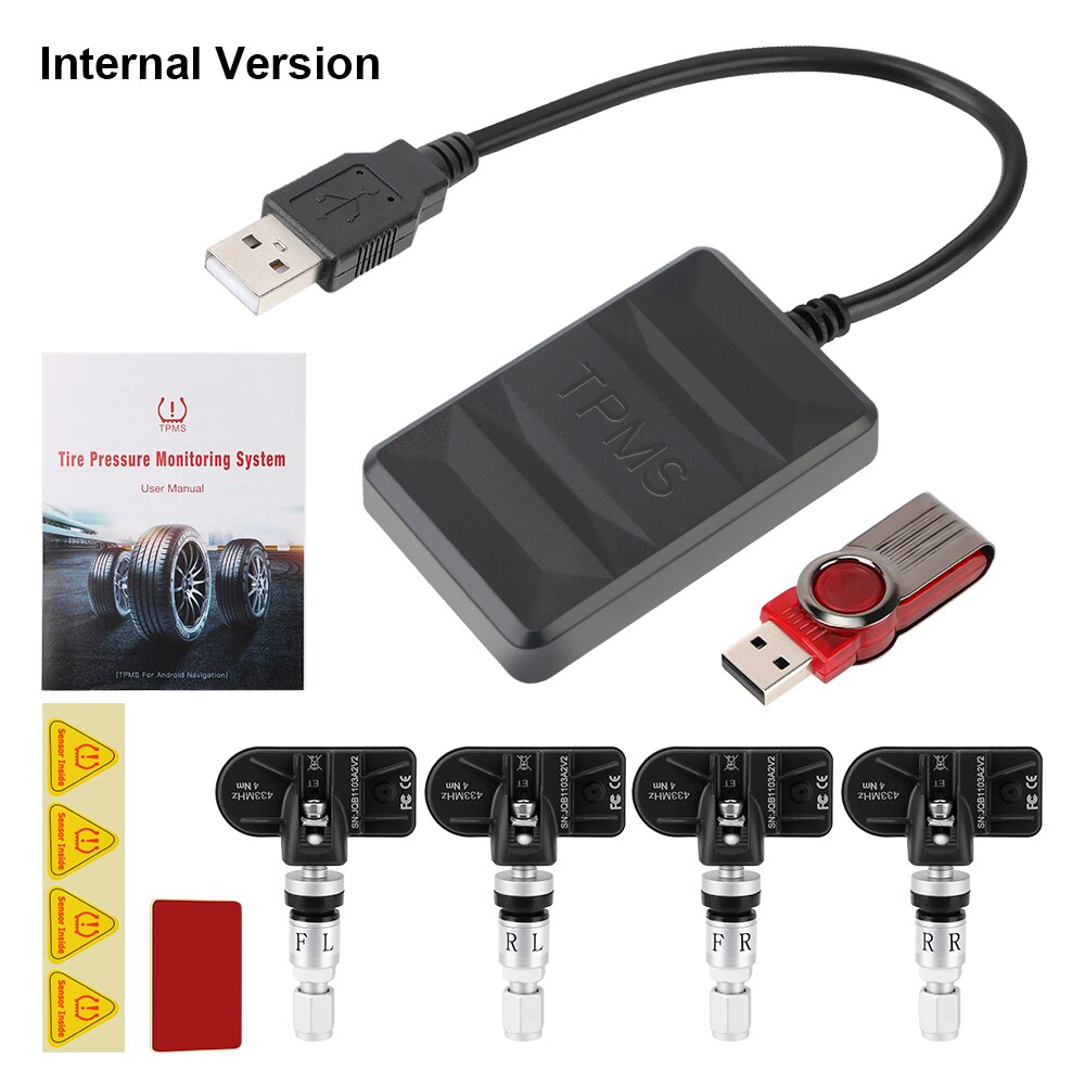 USB แรงดันยาง TMPS เครื่องวัดความดันลมยางแอนดรอยด์ TPMS เซ็นเซอร์ภายใน ...