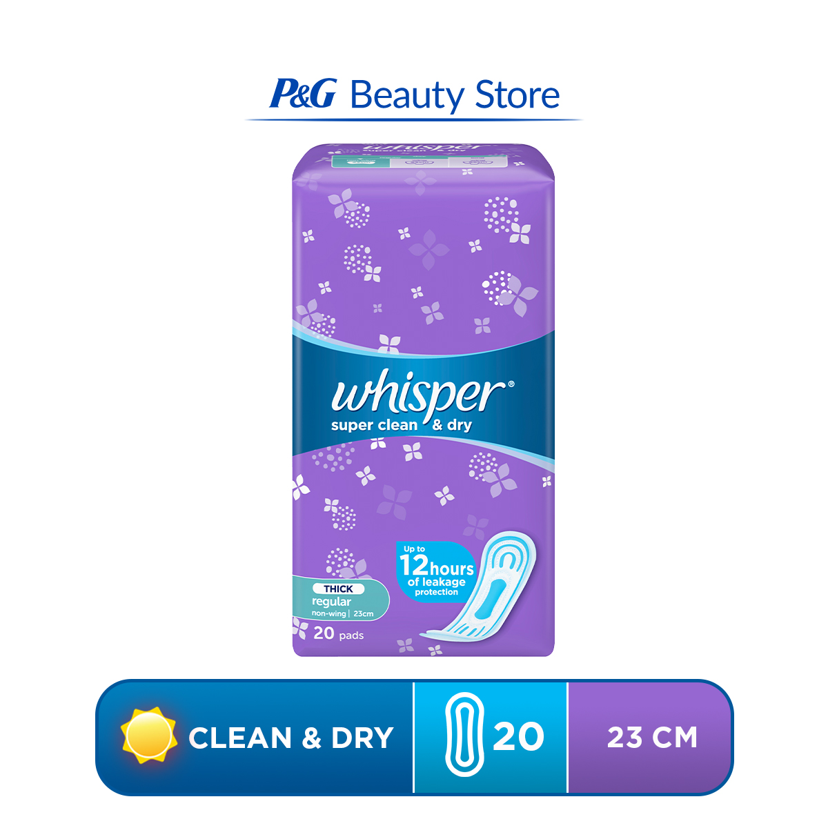 Whisper Super Clean & Dry Non-Wing Sanitary Napkin (20 pads) [Regular ...