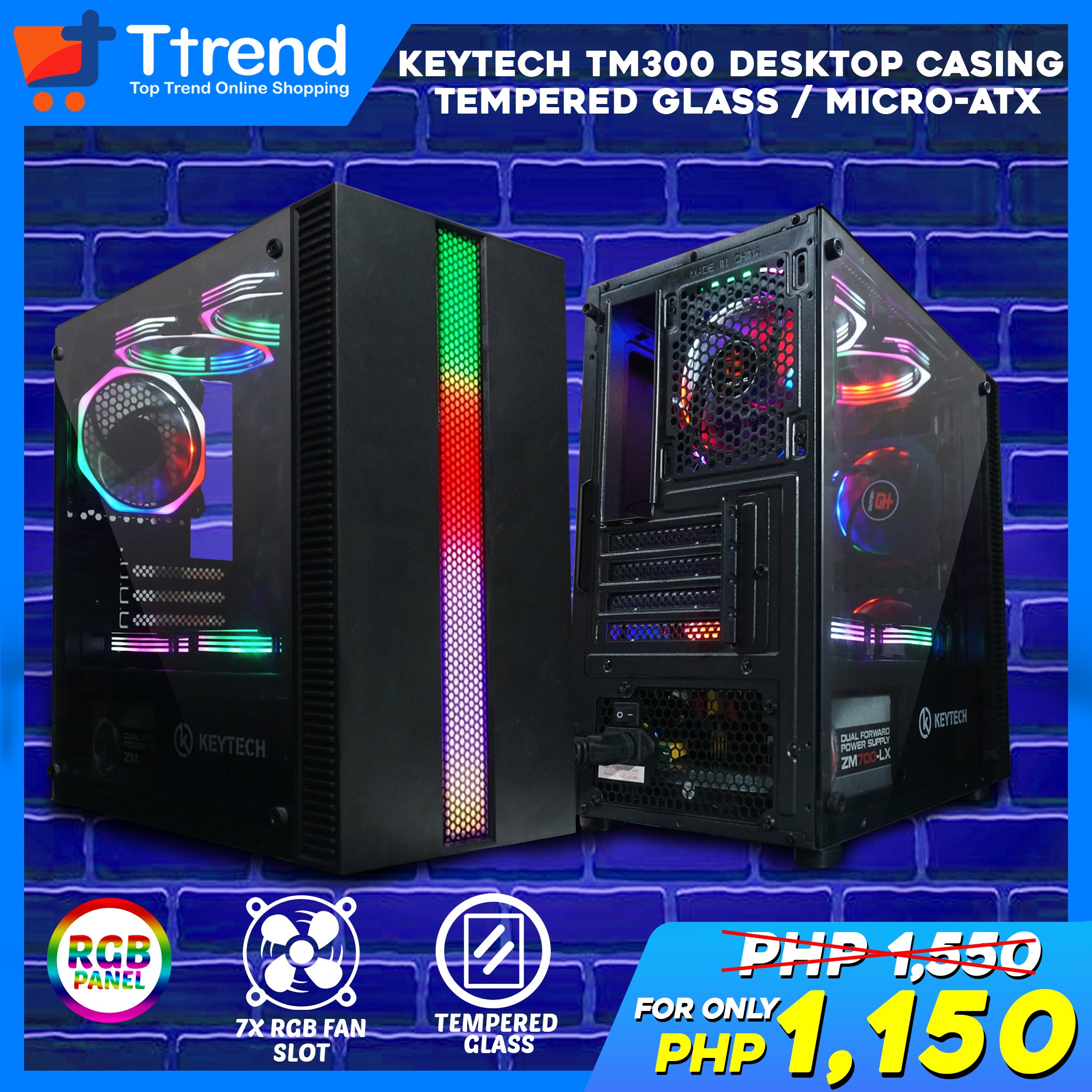KEYTECH TM300 TEMPERED GLASS DESKTOP GAMING CASE | Fits on Micro ATX ...
