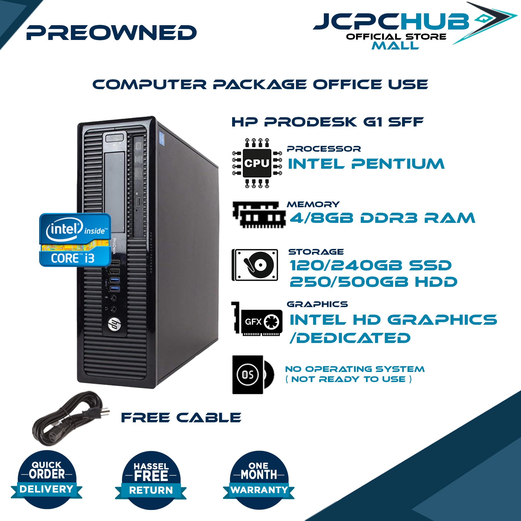 HP Desktop Unit ProDesk G1 SFF Intel Pentium GSeries Dual Core 4th Gen ...