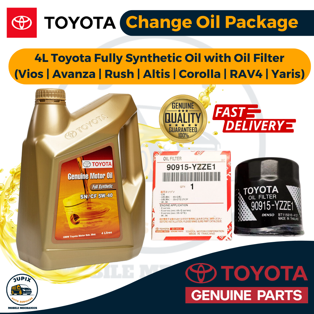 Toyota Fully Synthetic Engine Oil 5W-40 [4 Liters + Oil Filter] Oil ...