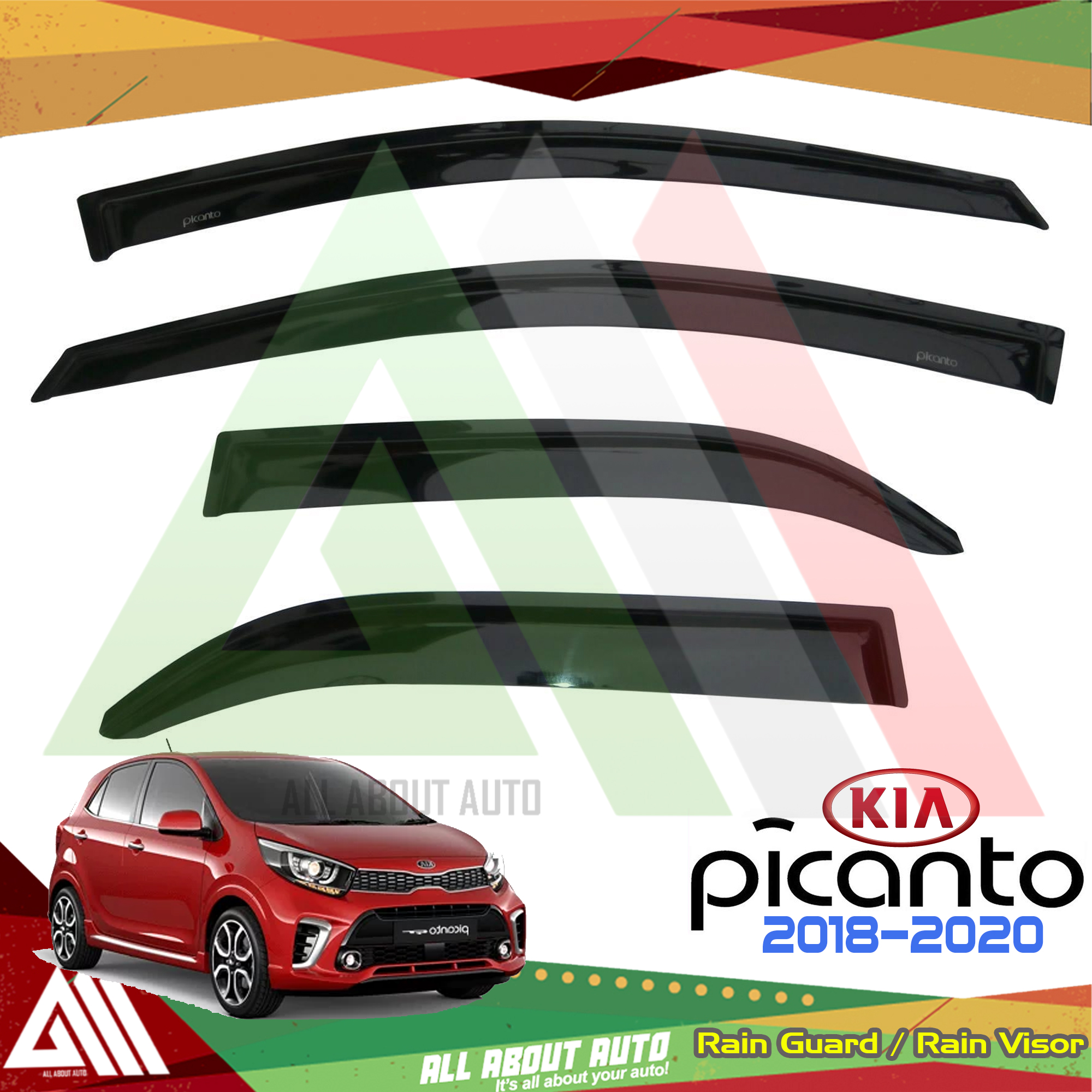 Kia Picanto 2018-2020 OEM Rain Guard Window Visor (Black) | Lazada PH
