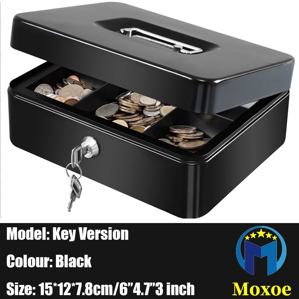 Steel Cash Box Safe with Key Lock/Combination Lock,Money Safe Box with ...