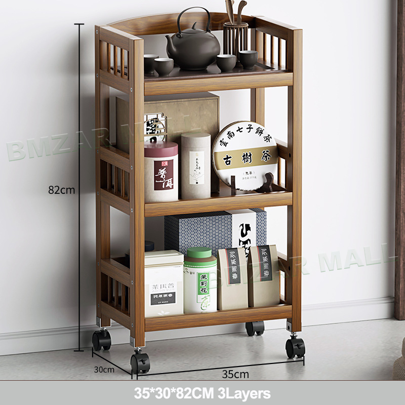 【wheels】35/50/70CM Moving Rack Organize Wooden Rack With Wheels ...