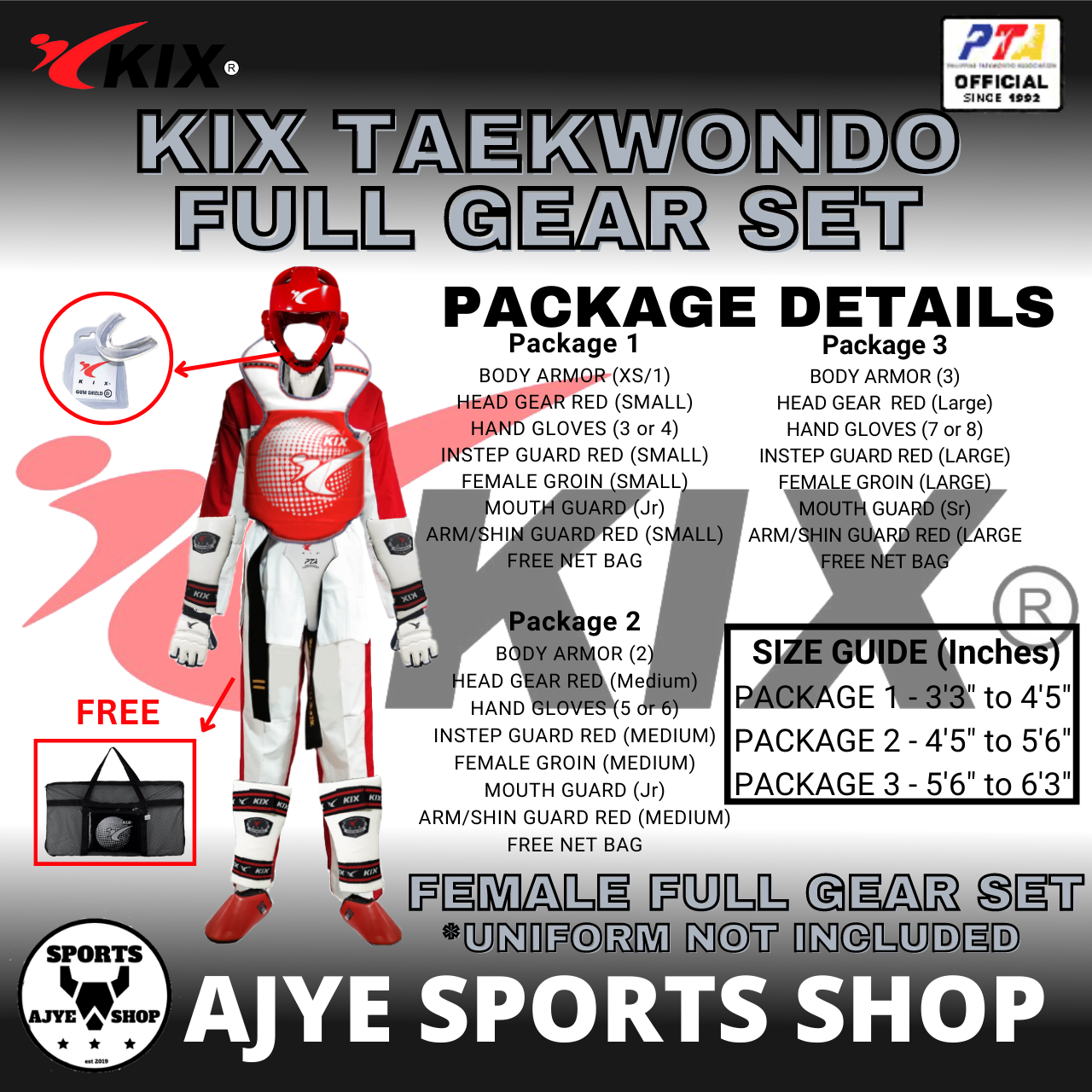 KIX TAEKWONDO FULL GEAR SET (FREE NET BAG) | Lazada PH