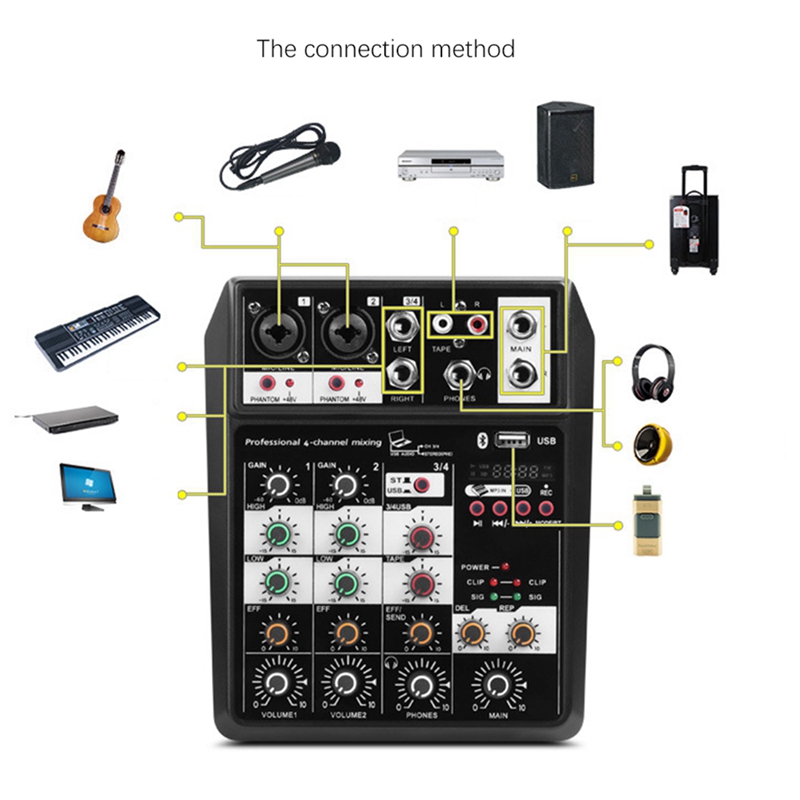 Sound Card Audio Mixer Sound Board Console Desk System Interface 4 ...