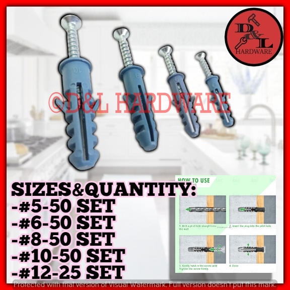 D-3900 1 SET OF TOX & SCREWS 5 SIZES TO CHOOSE FROM (5MM/50SET, 6MM ...