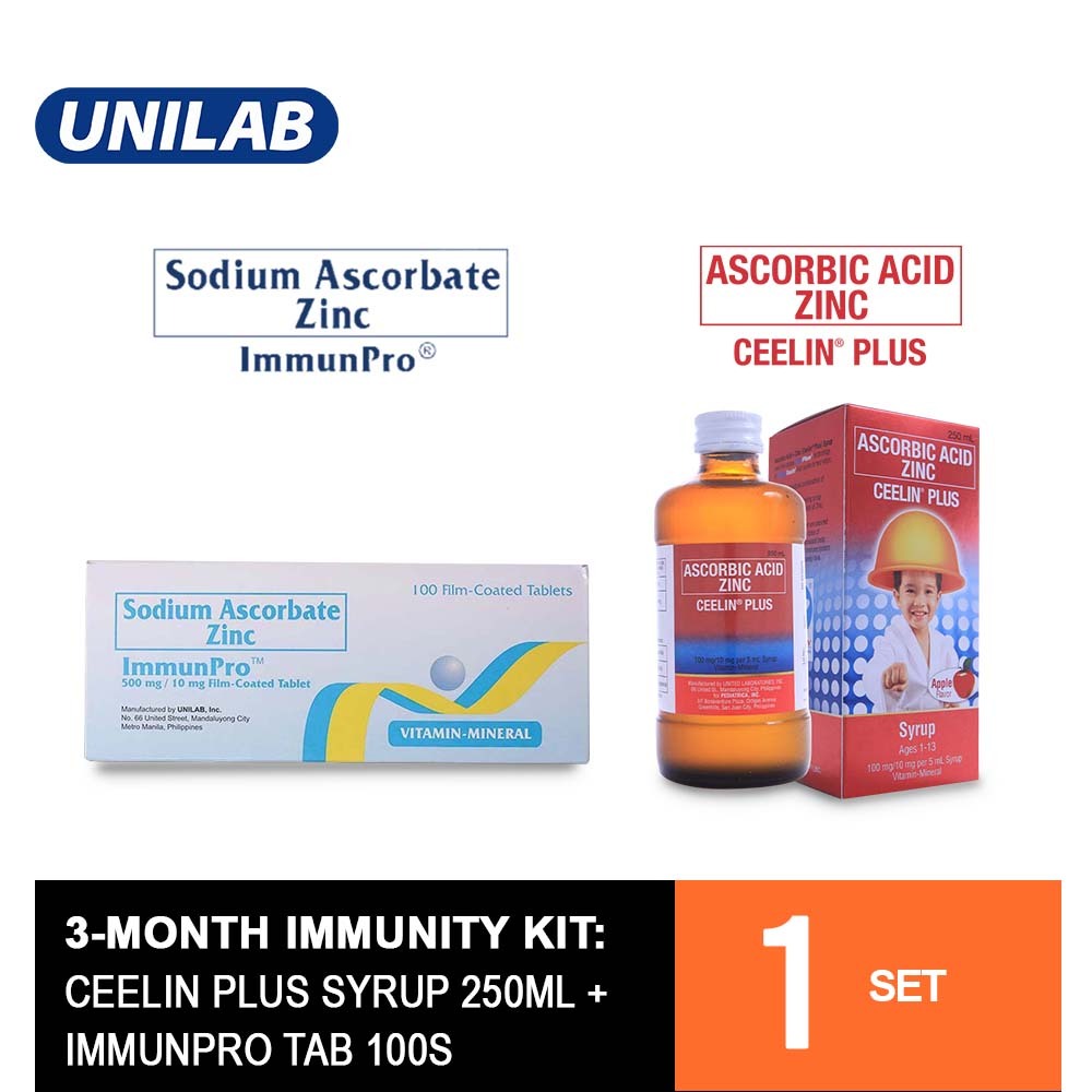 3-MONTH IMMUNITY KIT: Ceelin Plus syrup 250mL + ImmunPro Tab 100s ...