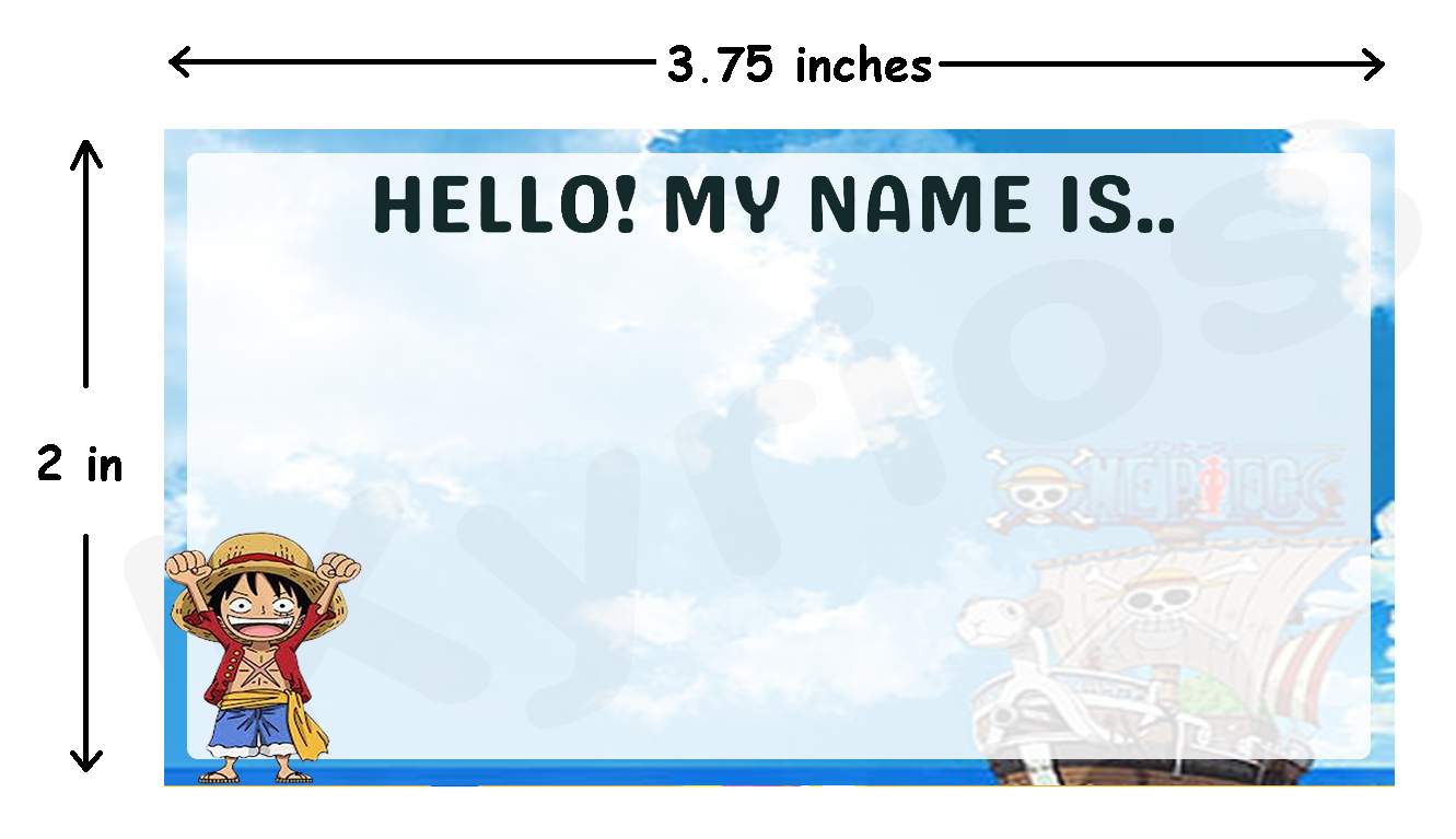 ONE PIECE Themed Sticker Name Tags for Birthday Parties & Other Themed ...