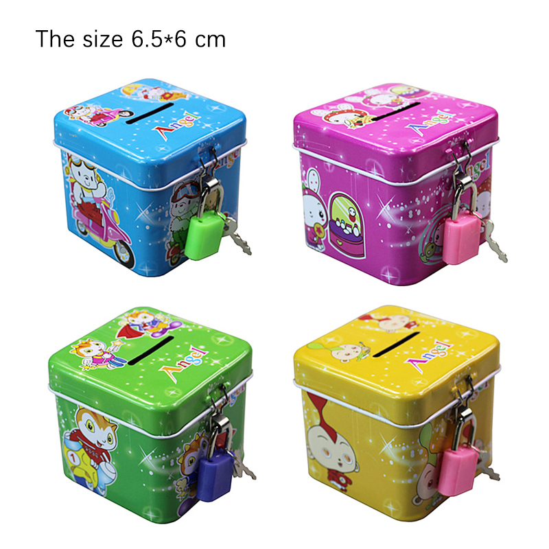 Mini Coin bank with Lock and Key Alkansya Cute Piggy Bank Iron Money ...