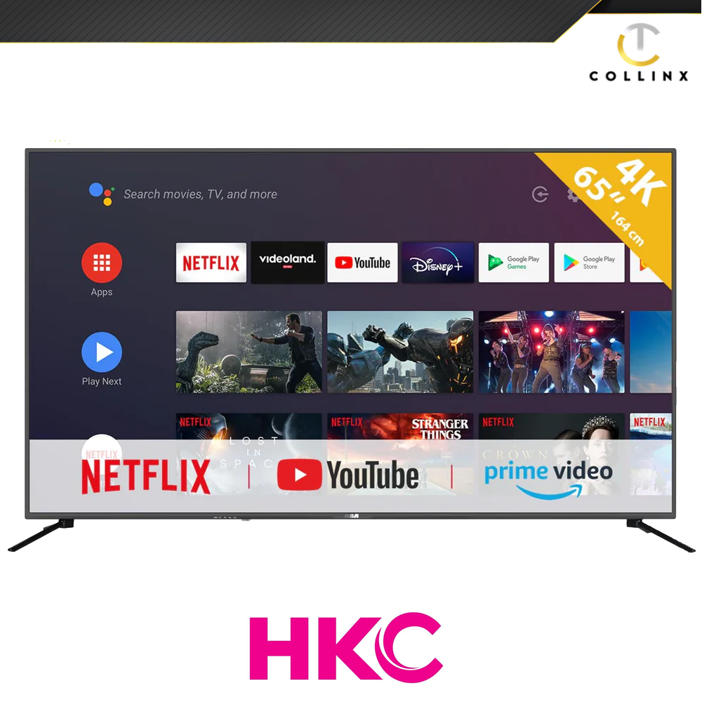 HKC GOOGLE ANDROID SMART TV 4K UHD 55in 65in Google Voice Control | 4K UHD 3840 x 2160P | 3 x ...