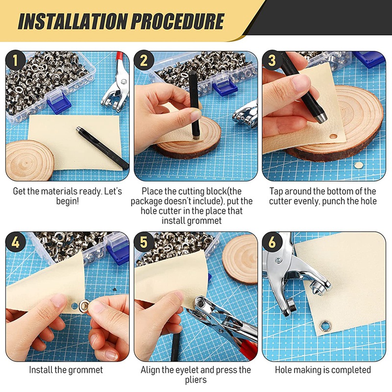502 Pieces 1/4 Inch Grommet Eyelet Plier Set, Eyelet Hole Punch Pliers ...