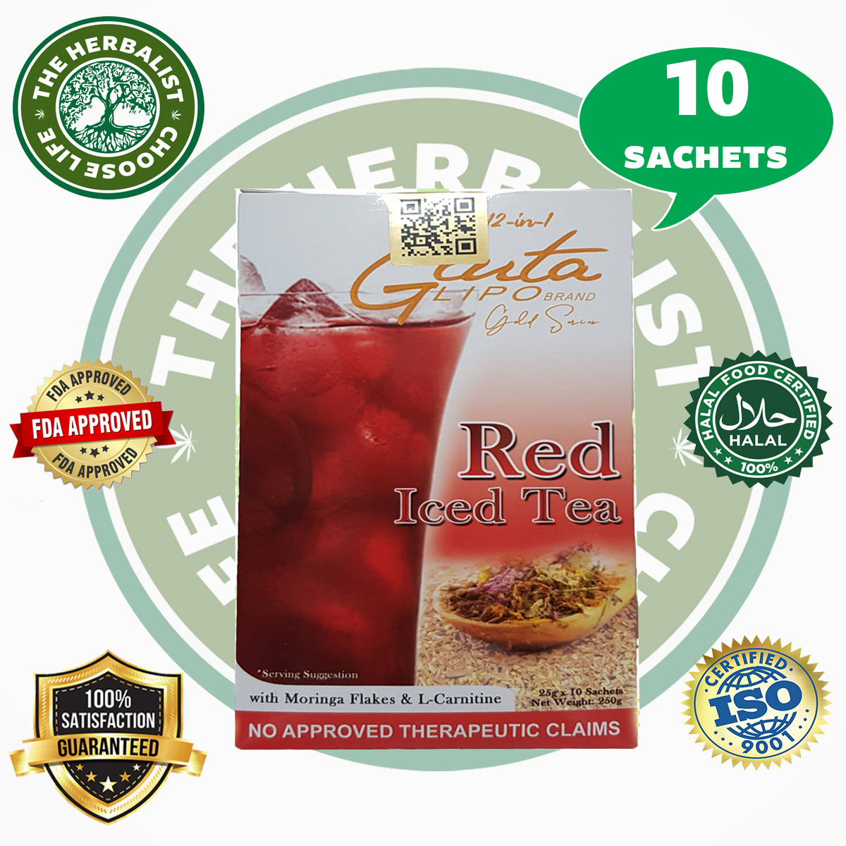 Gluta Lipo Red Iced Tea Gold Series with moringa flakes & L-Carnitine ...