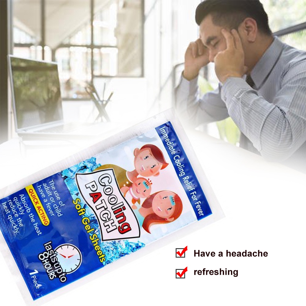 Cooling Patches Adult Baby Fever Down Medical Plaster Migraine Headache ...