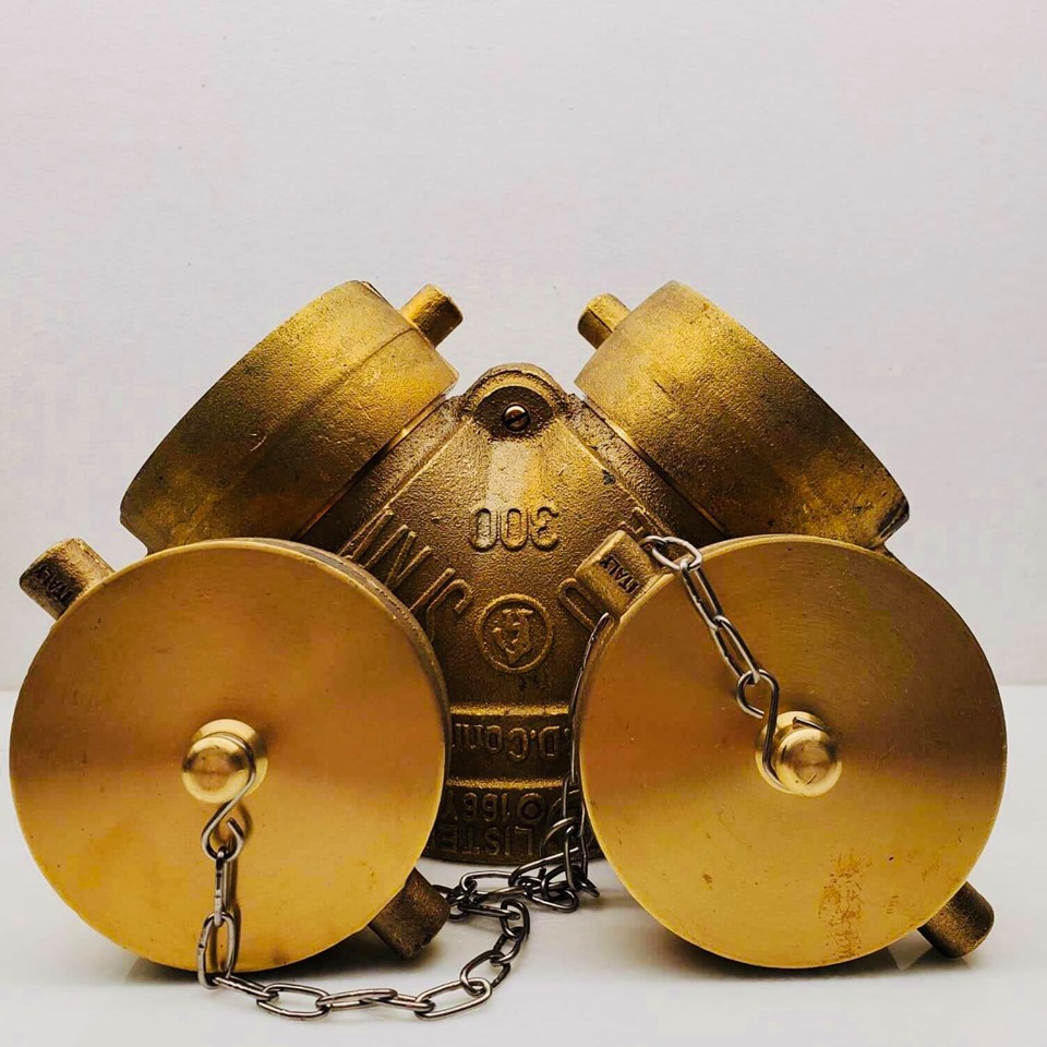 Siamese Twin 4 x 2 1/2 x 2 1/2 inch with Plug and Chain Fire Deparment ...