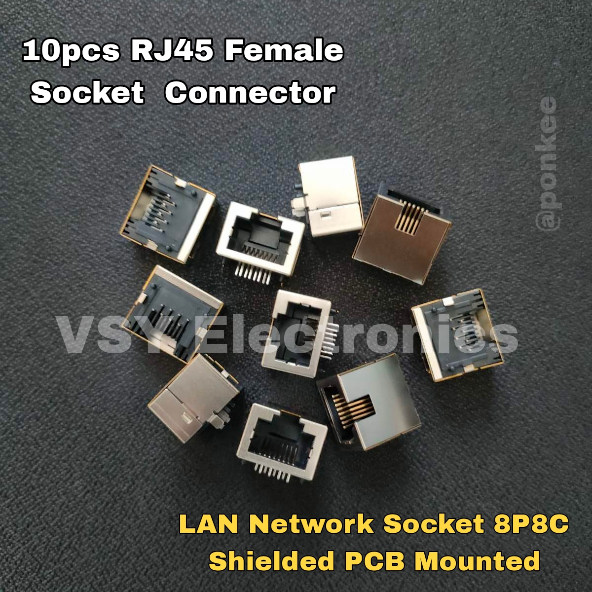 10pcs RJ45 Female Socket Connector LAN Network Socket 8P8C Shielded PCB Mounted | Lazada PH