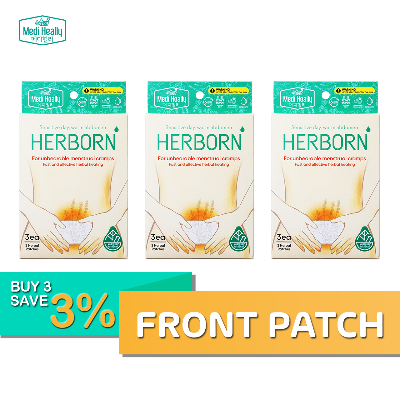 Medi Heally Herborn Herbal Heat Relief Patch Bundle Of 3 (3Pcs/Box ...