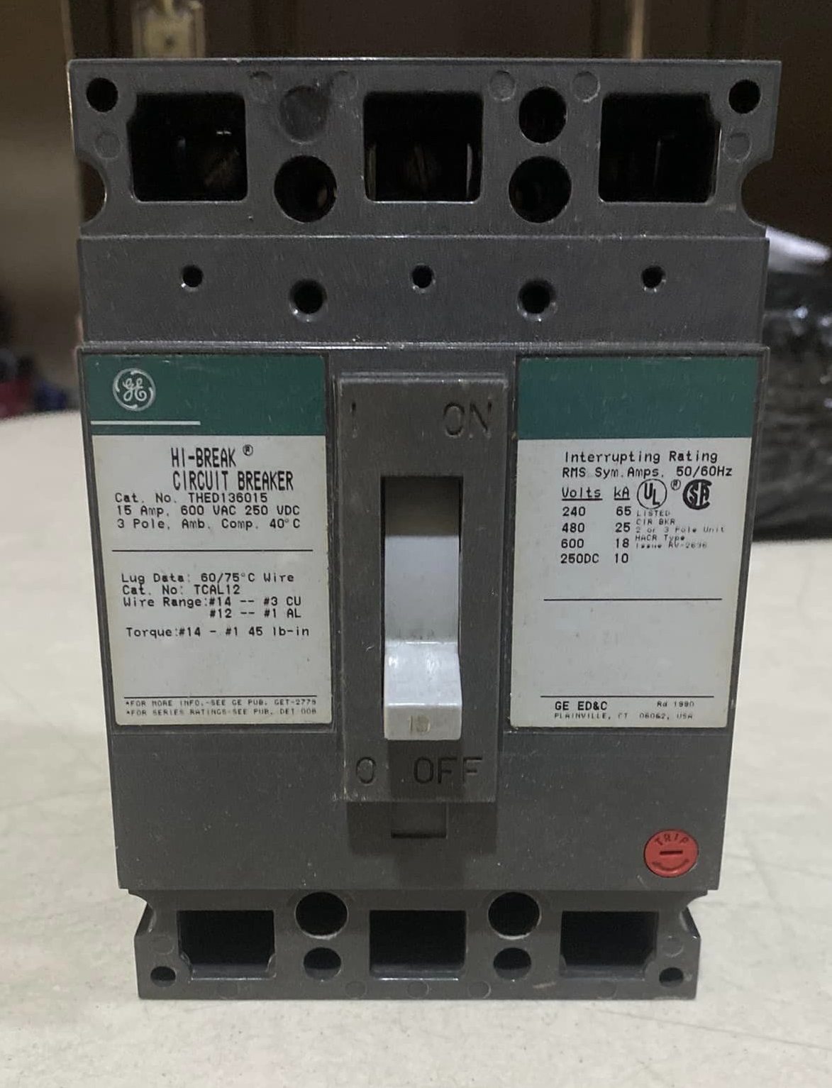 GE Circuit Breaker THED 15A 600V 3 Pole THED136015 | Lazada PH