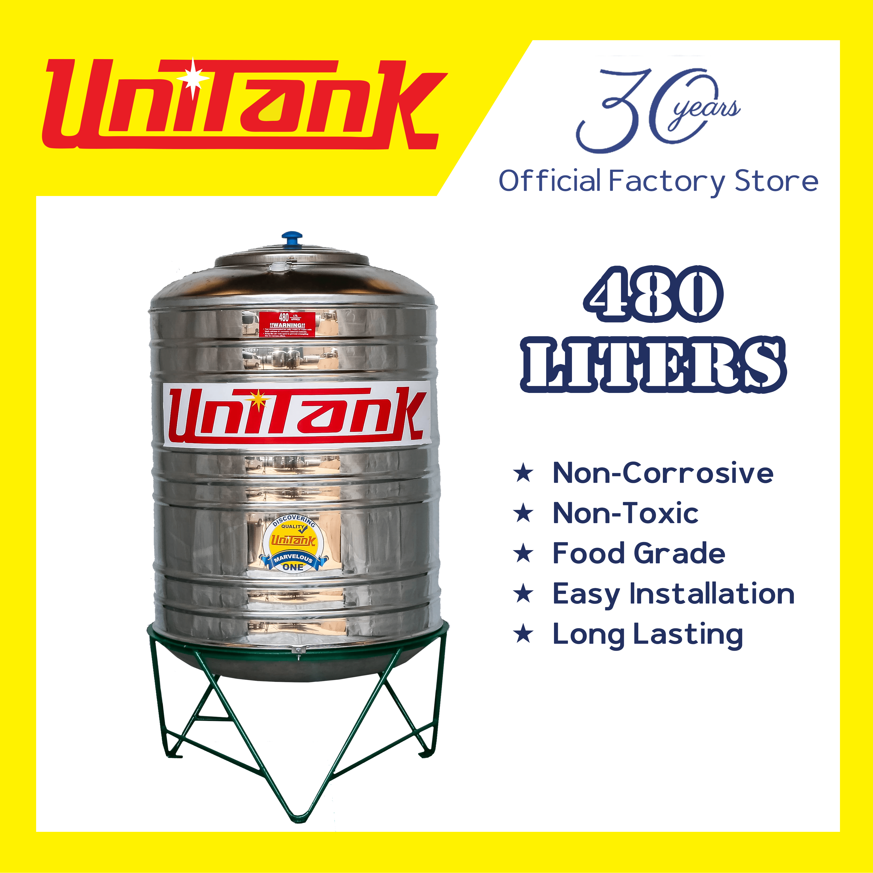 Unitank Vertical Stainless Steel Water Tank - 480 Liters | Lazada PH
