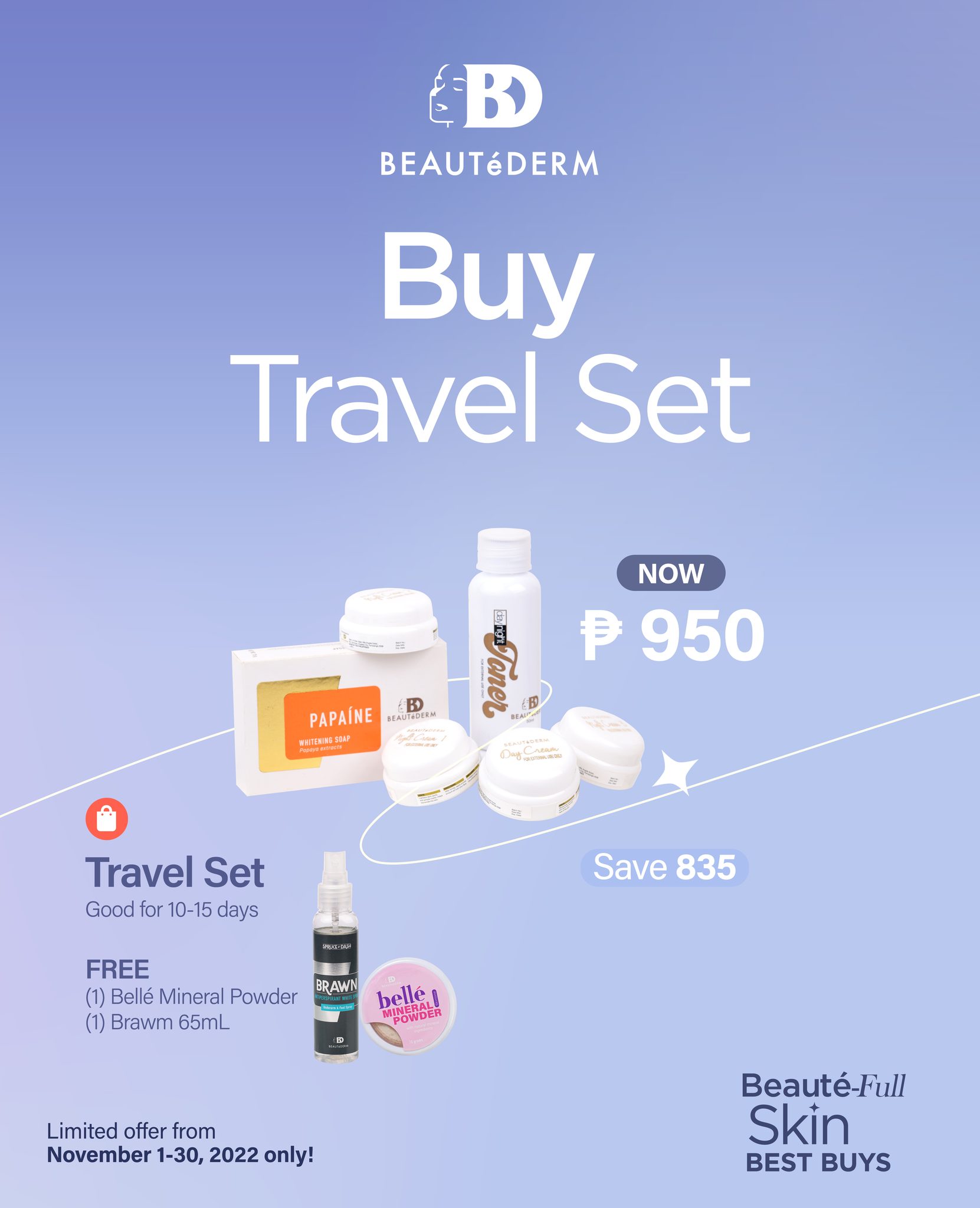 BEAUTEDERM TRAVEL SET Freebies | Lazada PH