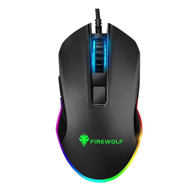 ☢ FIREWOLF Black Wired RGB Gaming Mouse 6400DPI Design Gaming Mouse FW ...