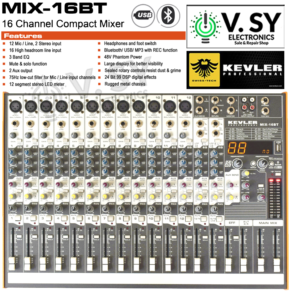 2023 Original Kevler MIX-16BT Professional Mixer with 16 Channel Input ...