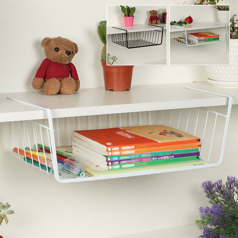 Under Shelf Table Storage Basket Rack Desk Wire Cabinet Hanging Rack ...
