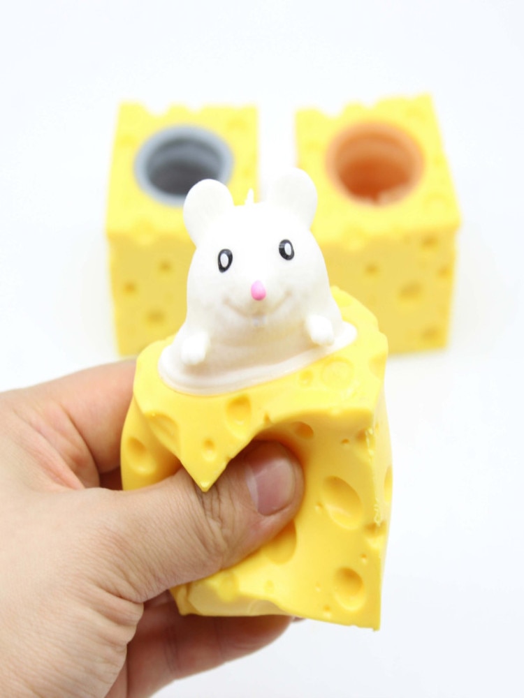 Mouse Squishy Toy Cheese Stress Ball Squishy Rat Squeeze Cheese Fidgets ...