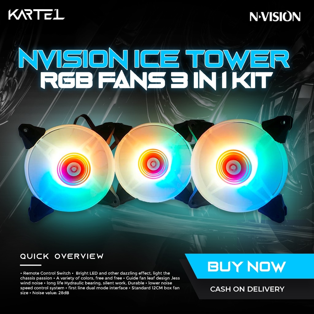 INPLAY ICE TOWER RGB FAN 3 IN ONE KIT 3PCS 12CM Cooling fan RGB Control ...