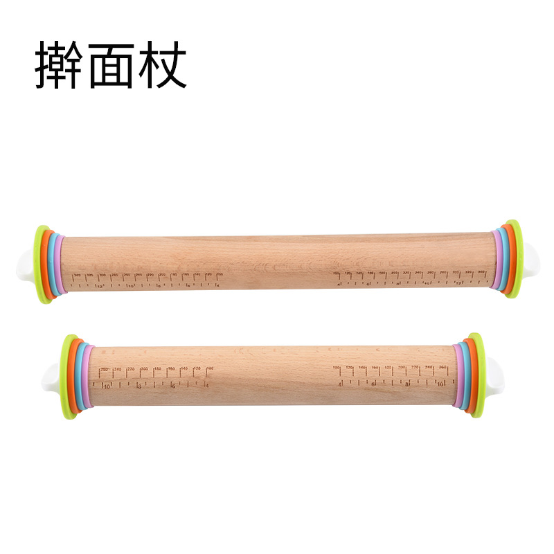 Beech rolling pin adjustable Christmas rolling pin scale dough kneading ...