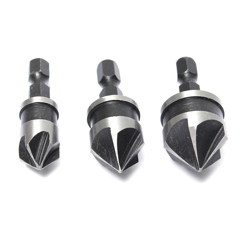 KingD 3x Hex Countersink Bore Boring Set for Wood Metal Quick Change ...