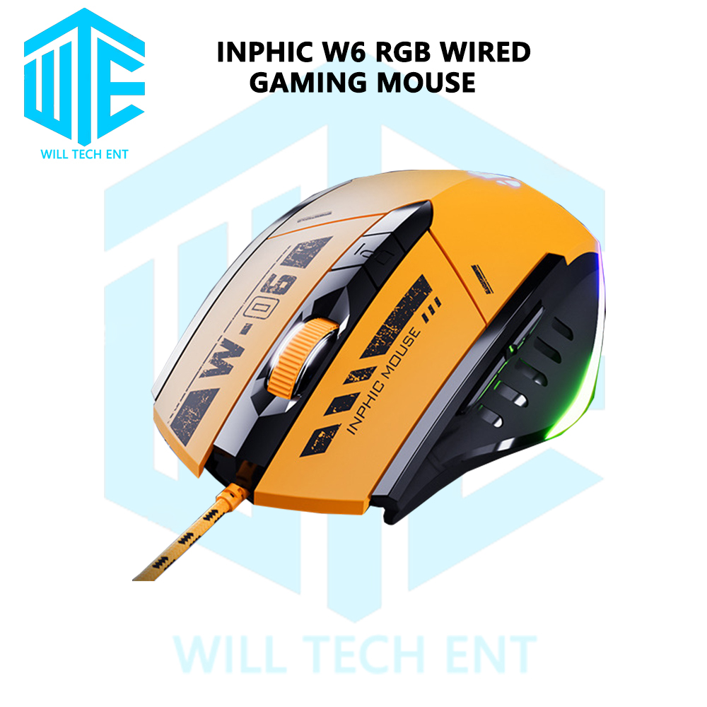 INPHIC W6 RGB Wired Gaming Mouse Mecha Style 12800DPI Optical Gamer ...