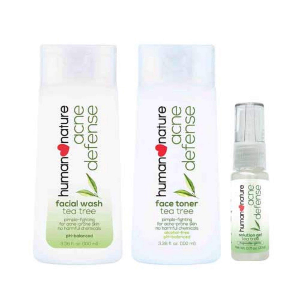 Human Nature Acne Defense FACIAL WASH 100ML/ TONER 100 ML/ SOLUTION GEL ...