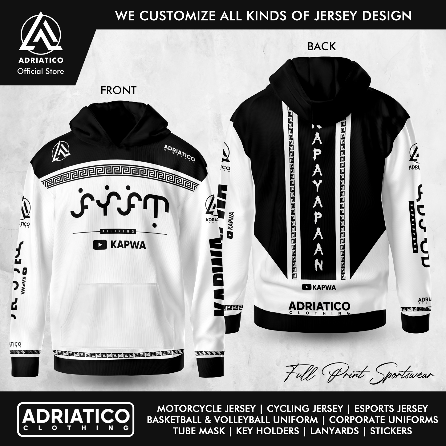 Adriatico Clothing x Ako Si Kapwa Gen 2 Motojersey Water-Resistant Hoodie | MOTOVLOG | Lazada PH