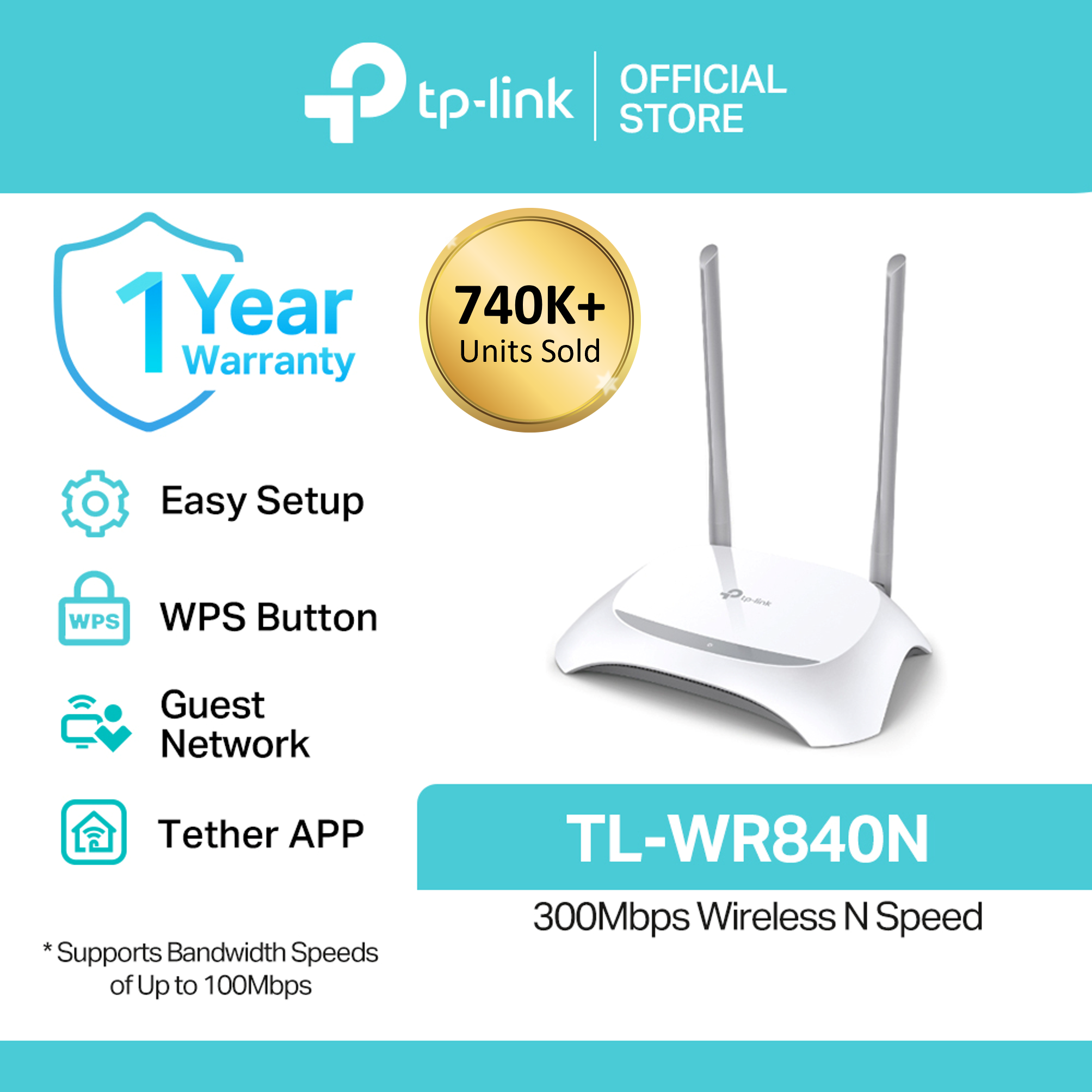 TP-Link TL-WR840N 300Mbps Wireless N Speed Router | 2.4 GHz N300 Wi-Fi Router | WISP/Router ...
