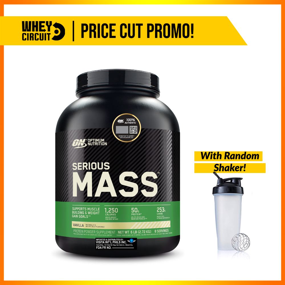 ON Serious Mass High Protein Weight Gain Powder 6 lbs with FREE 20pcs ...