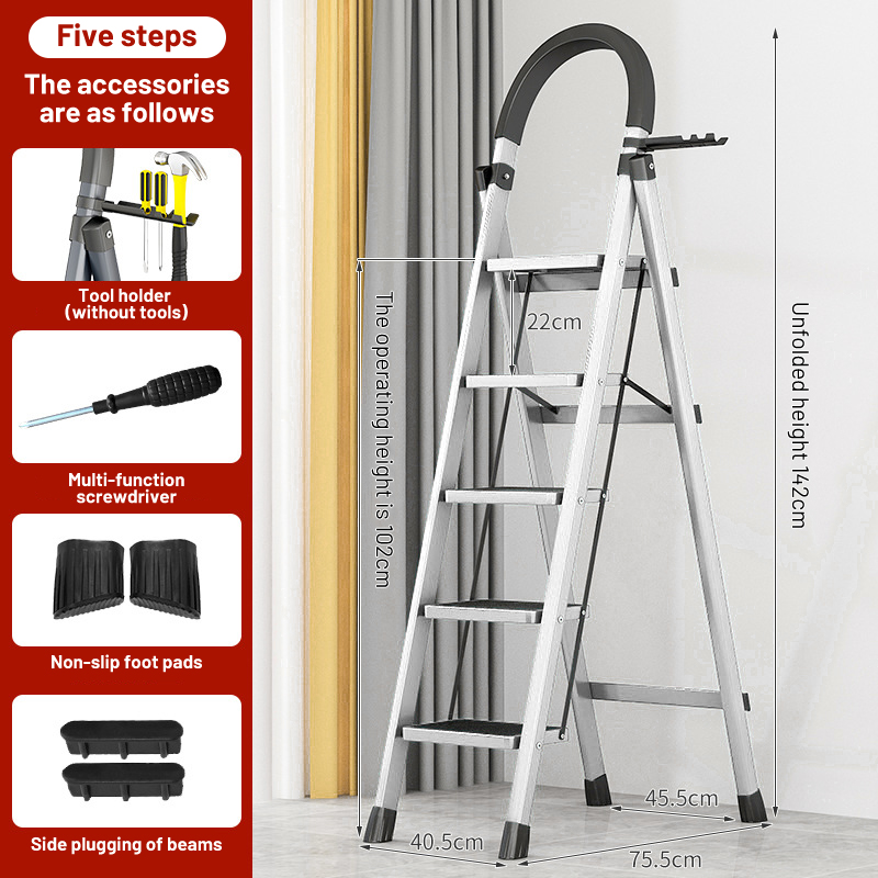 Folding Ladder Step Ladder Carbon Steel Thicker Ladder 3/4/5/6 Steps ...