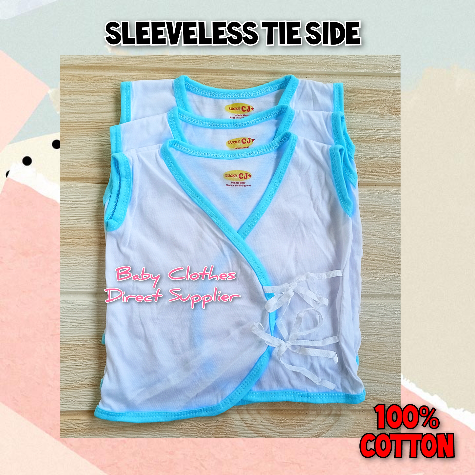 New Born Sleeveless Tieside Baby Clothes Bundle Pack 3pieces Lucky Cj ...