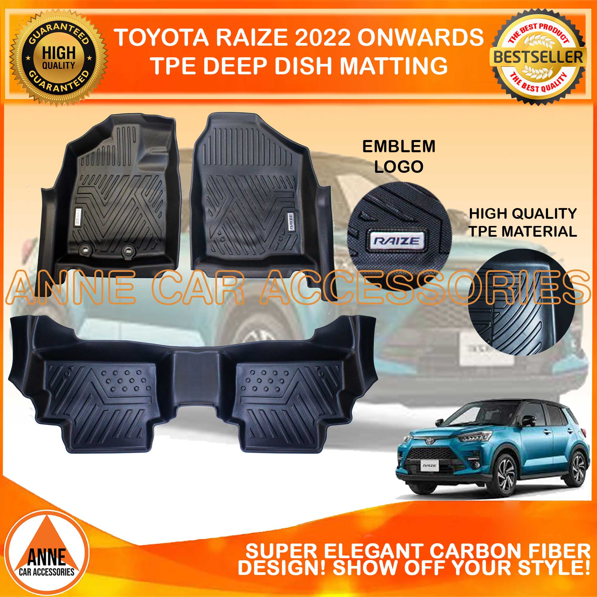 TPE / Diamond Deep Dish for Toyota Raize 2022 2023 Onwards Model Deep ...