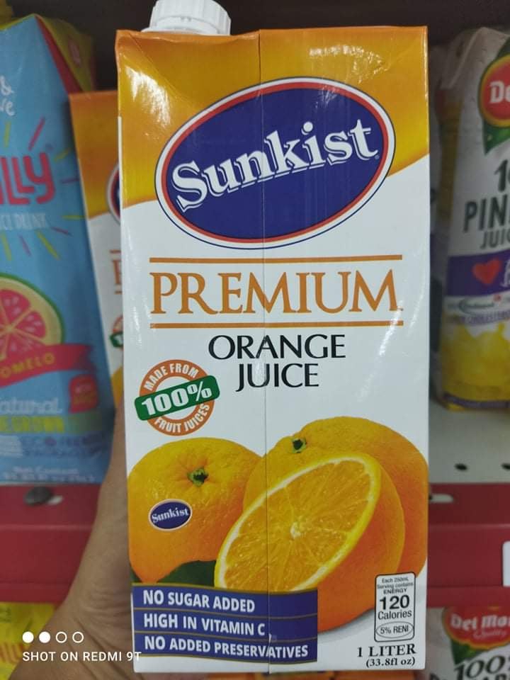 SUNKIST PREMIUM ORANGE JUICE, 1 liter, no sugar added, high in VIT C ...