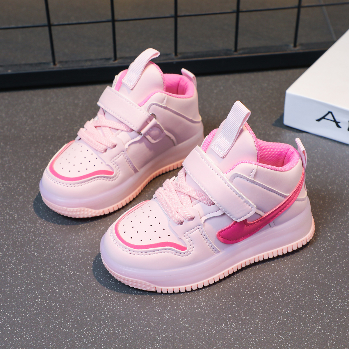 LED velcro baby shoes light up white shoes sneakers for kids size21-30 ...