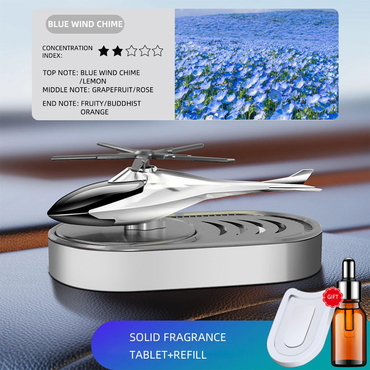 Car Air Freshener Helicopter Automatic Solar Power Rotating Airplane ...