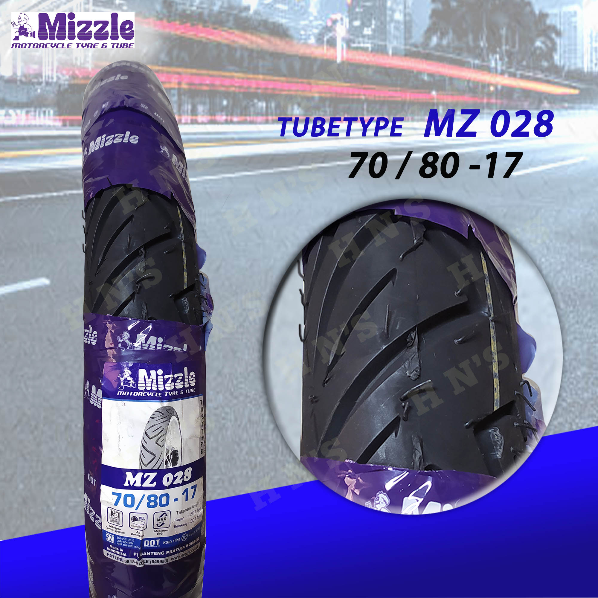 MIZZLE Tube Type Tires R14 R17 MZ-028 ( 80/80-14 , 90/80-14 , 60/80-17 ...
