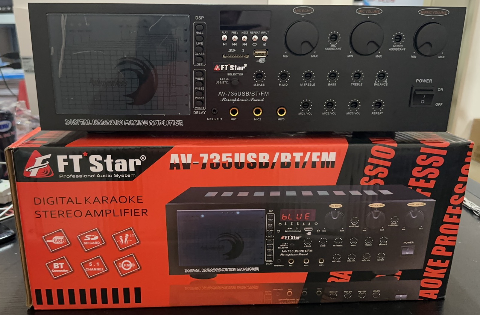 Megapro FT-Star AV-735USB/BT/FM Digital Karaoke Mixing Amplifier 750Wx2 ...